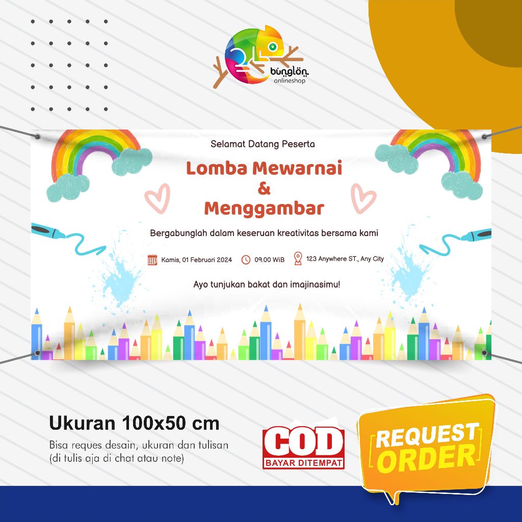 Jual Spanduk Banner Putih Colorful Illustrative Banner Lomba Mewarnai ...
