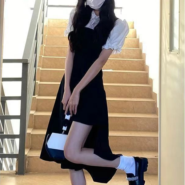 Jual 3008 Overall Dress Hitam Perguruan Dress Kodok Retro Vintage ...