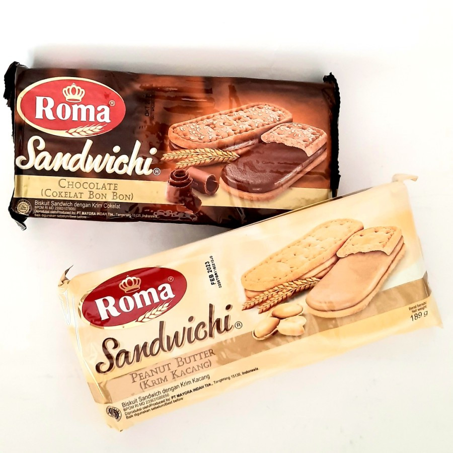 Jual Biskuit Roma Sandwichi / Sandwich (coklat 157g dan cream kacang ...