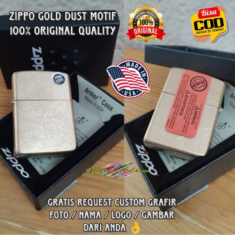 Jual KOREK API ZIPPO ORIGINAL USA VINTAGE DUST MOTIF GOLD GRATIS REQUEST CUSTOM GRAFIR NAMA ANDA ...