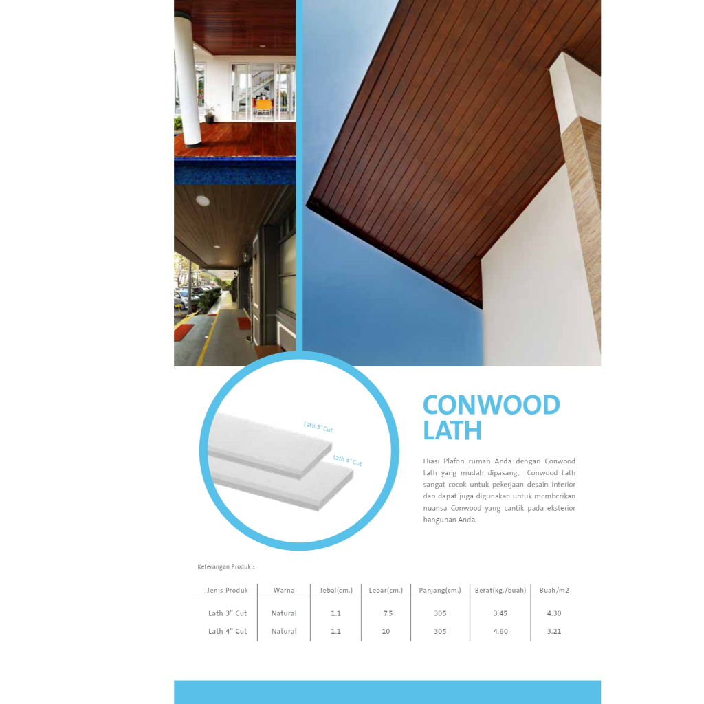 Jual Conwood Lath 4" Cut ( 100 x 3050 x 11 mm ) / Lisplang Plafon Kayu ...