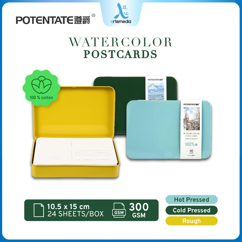 Jual Potentate Cotton Watercolor Paper Postcard Metal Box | Shopee ...