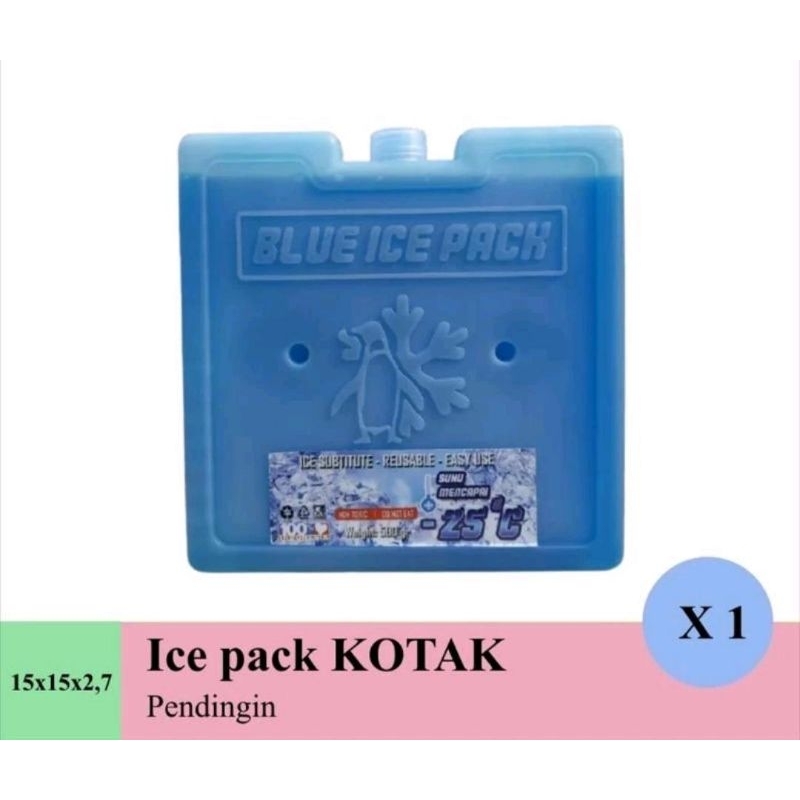 Jual blue ice Pack Kotak Dimensi 15x15x2,7cm Icepack subtitute es batu ...