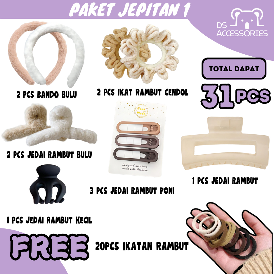 Jual COD Paket 1 Jepit Rambut Korea Bando Bandana Wanita Jedai + Free ...
