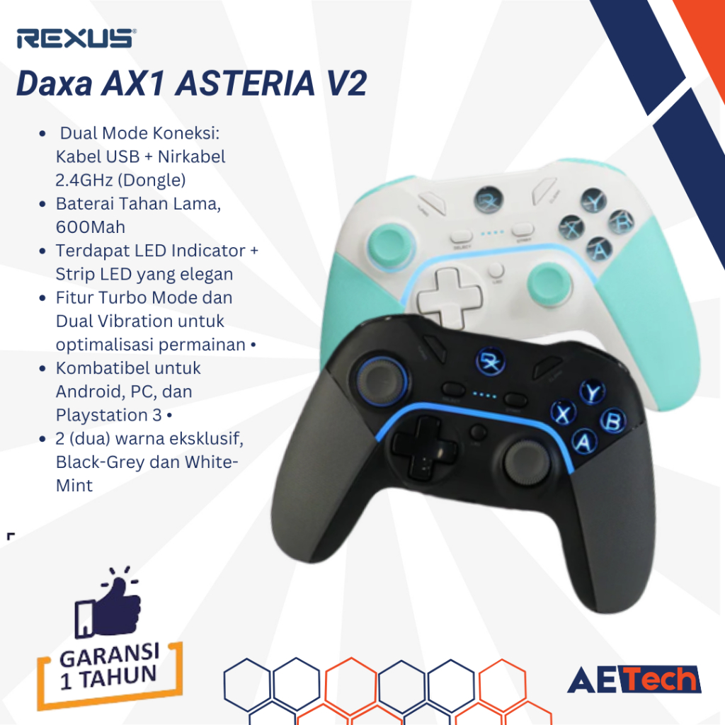 Jual Rexus Daxa AX1 ASTERIA V2- Gaming Gamepad Wireless | Shopee Indonesia