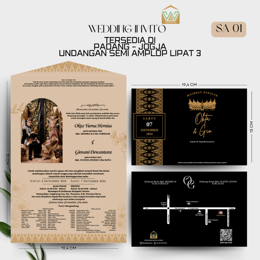 Jual [SA 01] Cetak Undangan Batik-Gold Semi-Amplop Pernikahan Separasi ...