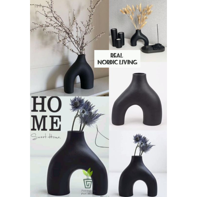 Jual vase bunga/vase nordic/vas scandinavian/vase aesthetic/vase black ...