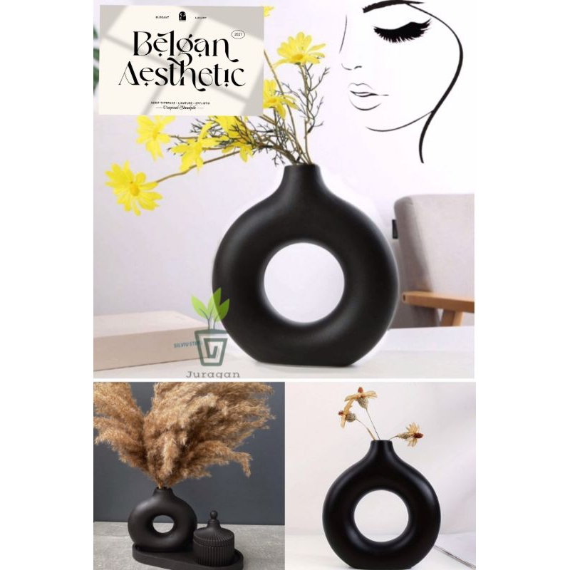Jual vase nordic/vase aesthetic/vas bunga/vase scandinavian/vase black ...
