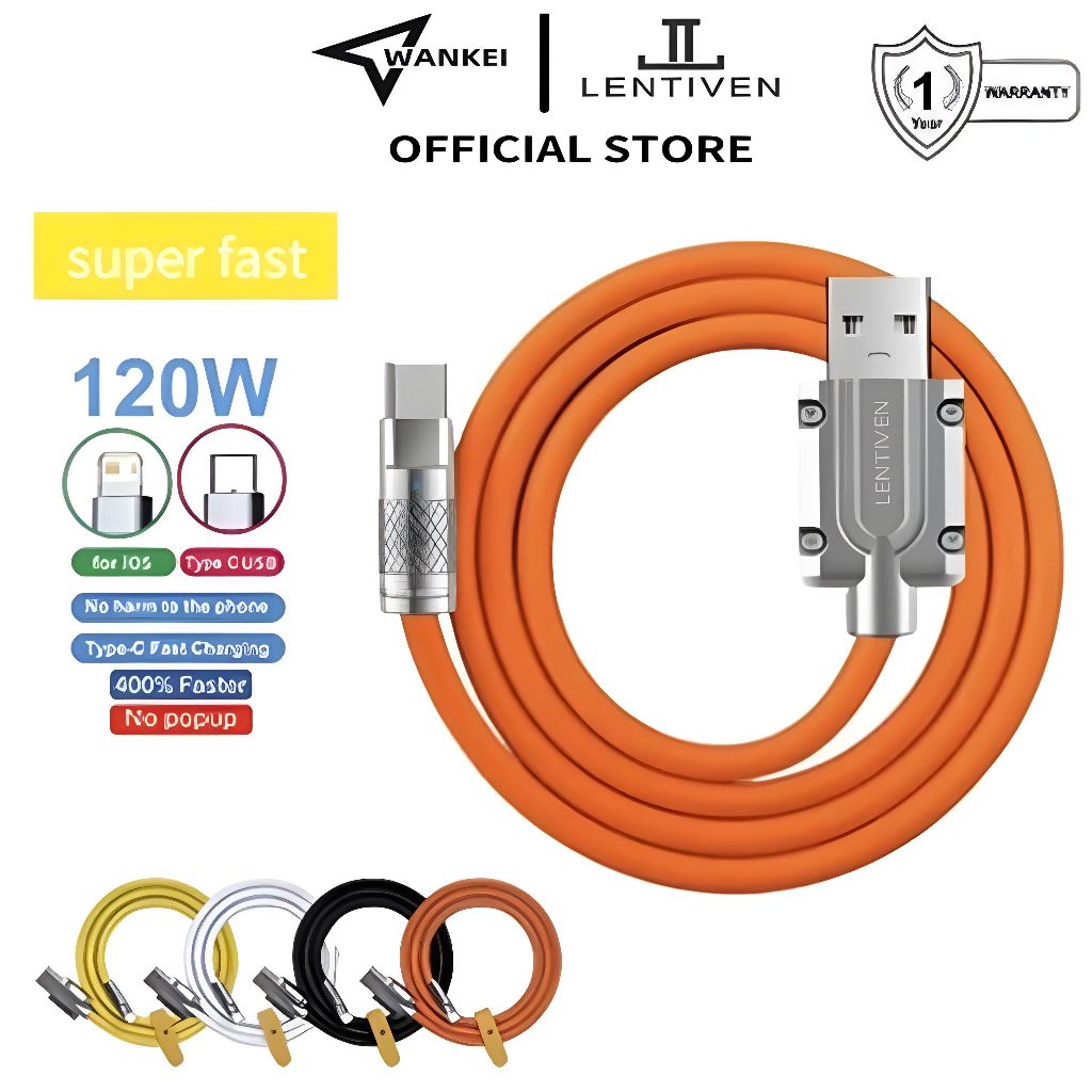 Jual WANKEI LENTIVEN 120W Kabel Data Fast Charging Micro USB Type-C ...