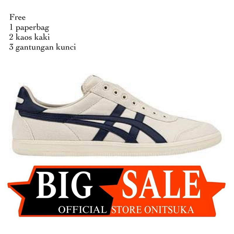 Jual sepatu onitsuka tiger ORIGINAL slip on tokuten cream navy(pria ...