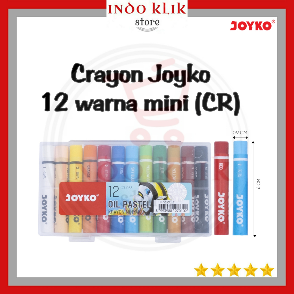 Jual Crayon Joyko OP-12CR Mini / Krayon minyak 12 Warna Mini Oval / Oil Pastel Crayon Non Toxic ...
