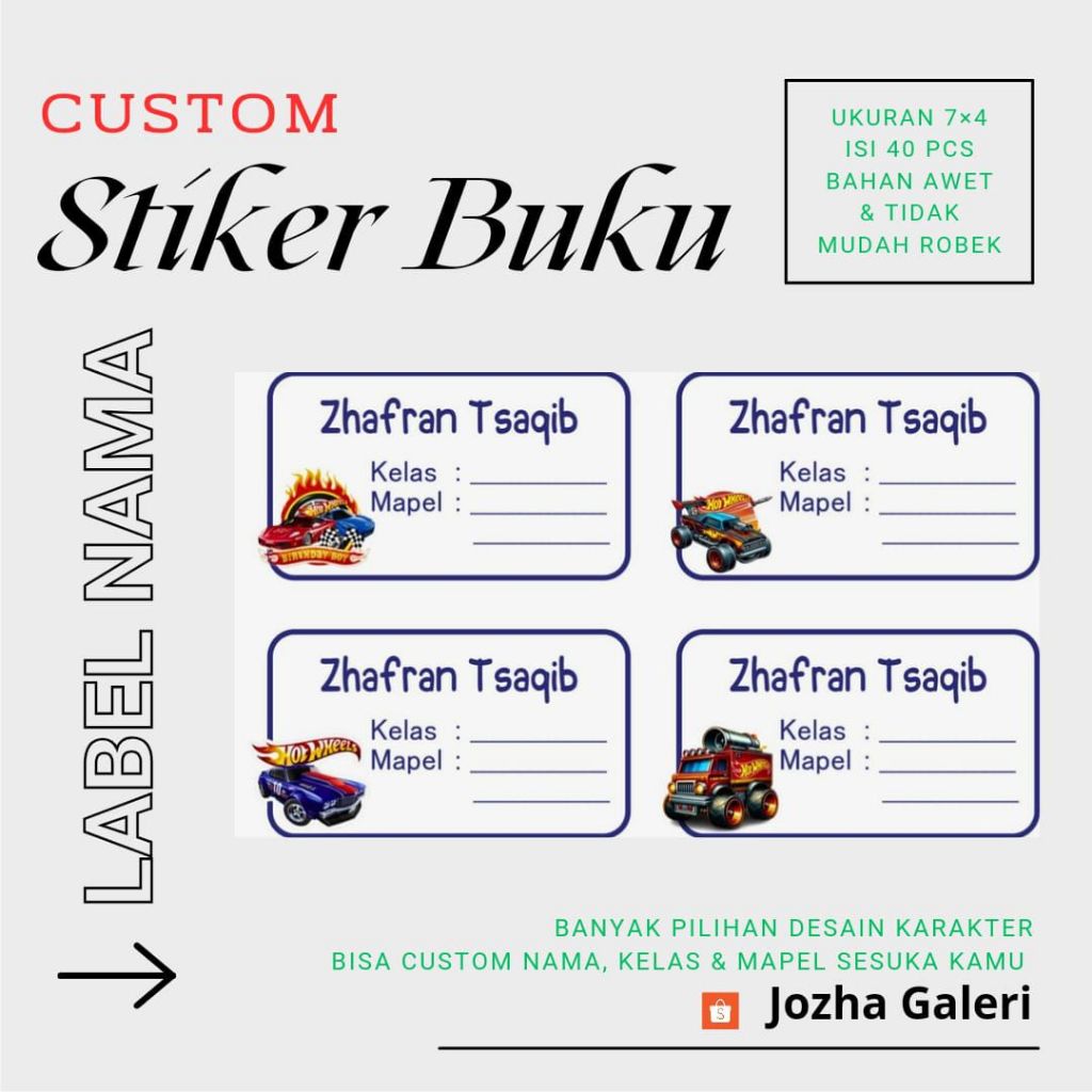 Jual SETIKER BUKU PELAJARAN CUSTOM / SETIKER MAPEL / LABEL NAMA / LABEL ...
