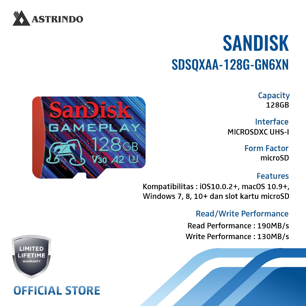 Jual SanDisk GamePlay Micro SD Card UHS-I 128GB Memory for Mobile Gaming | Shopee Indonesia