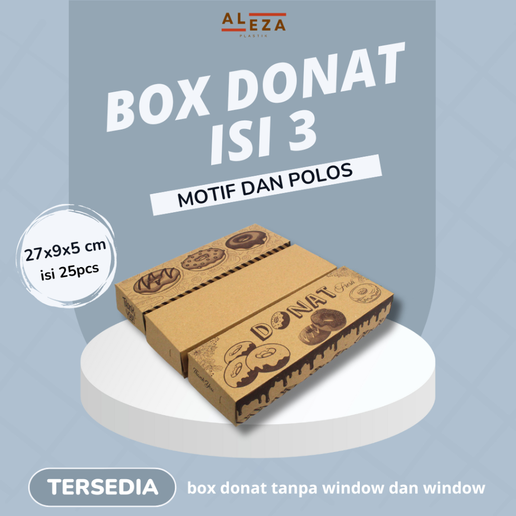 Jual Box Donat/Kotak Donat/Dus Donat isi 3 Motif dan Polos (25 pcs) | Shopee Indonesia