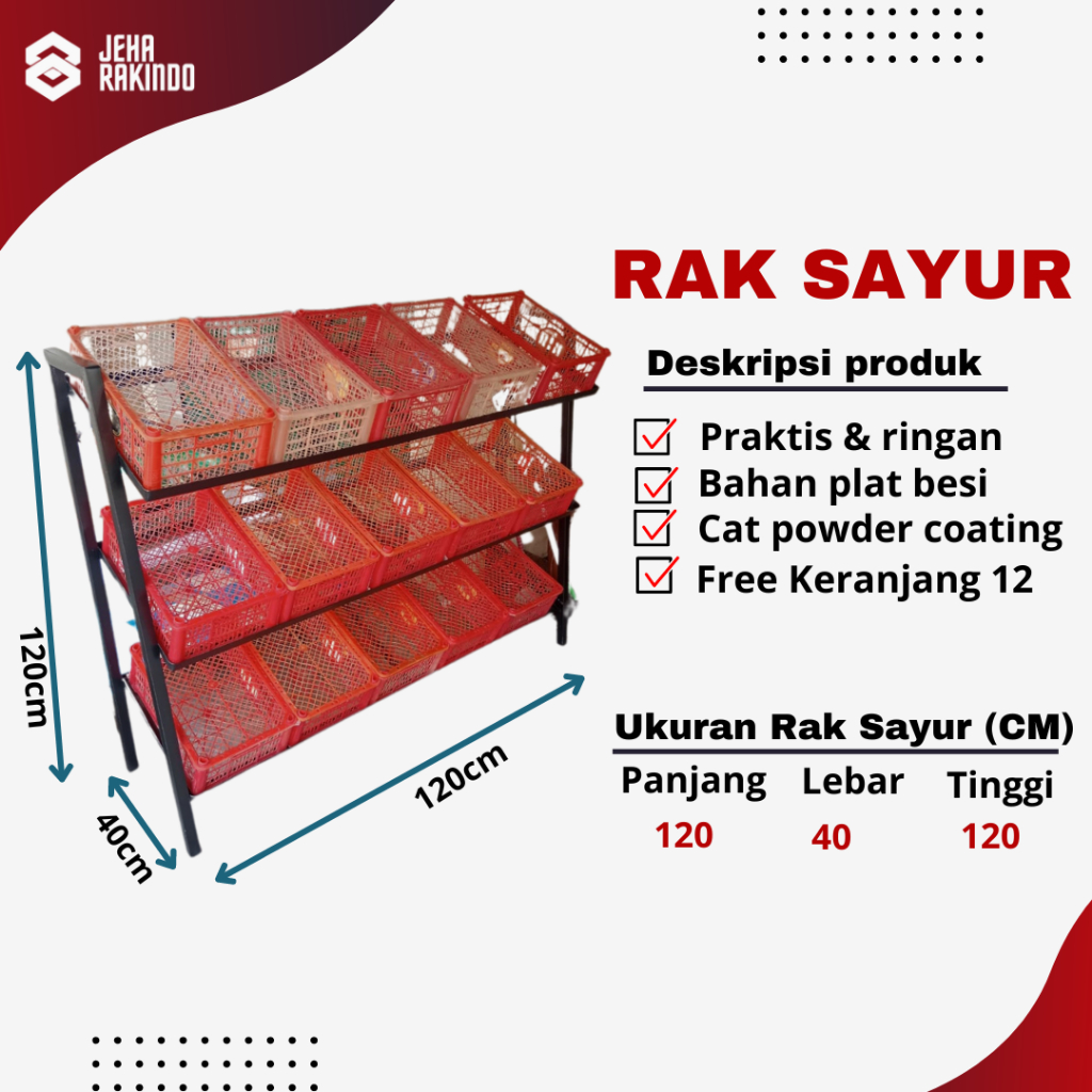 Jual Rak Sayur Bonus Keranjang Sayur Tempat Penyimpanan Sayuran dan ...