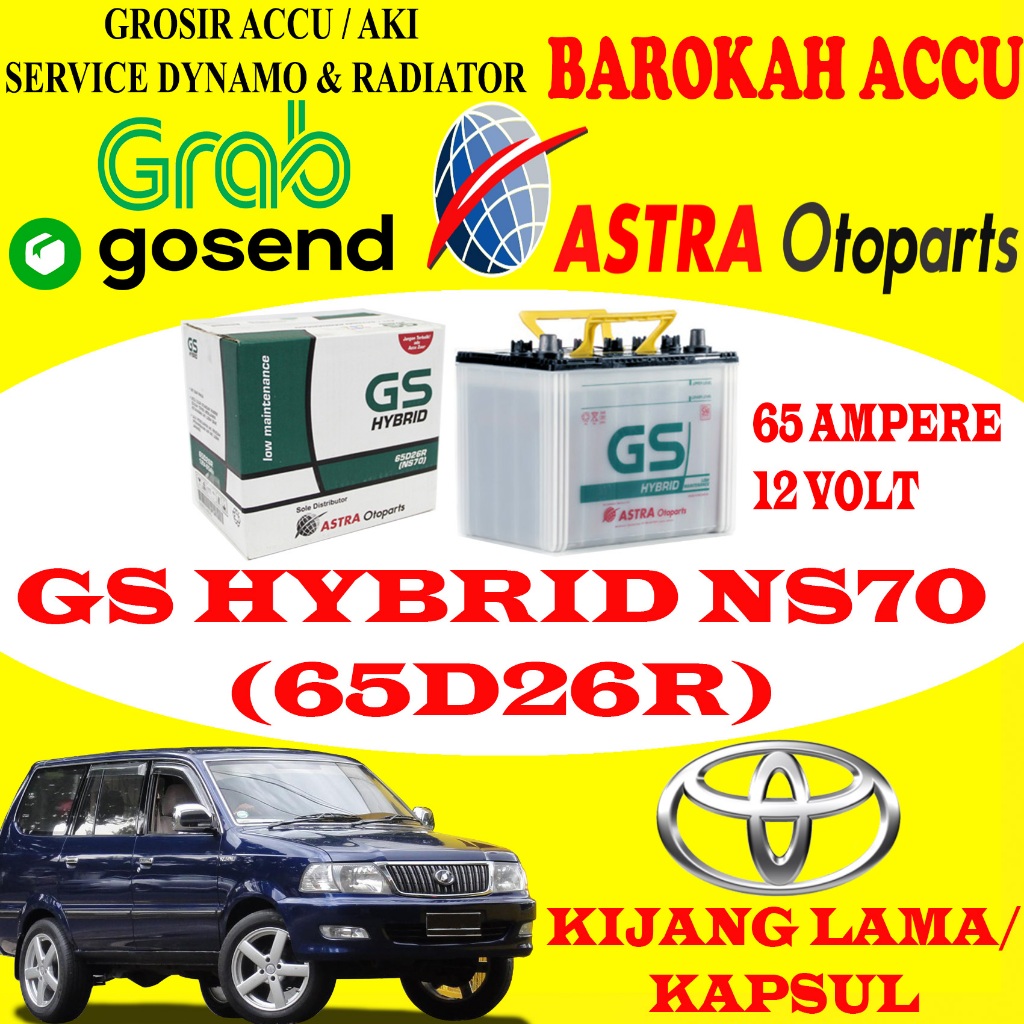 Jual AKI MOBIL TOYOTA KIJANG KAPSUL GS HYBRID NS70 / 65D26R , 65 AH ASTRA OTOPARTS | Shopee ...