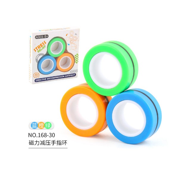 Jual Fidget Magnetic ring 3 loops stress relief magnet toys loop ...