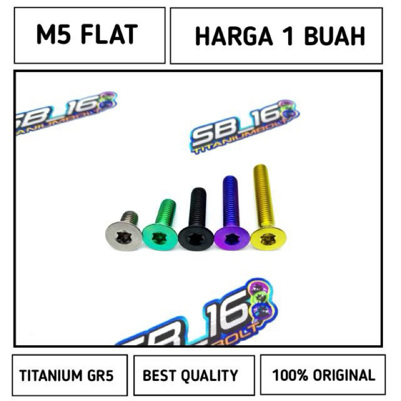 Jual BAUT M5 FLAT BAUT TITANIUM GR5 (DRAT8) | Shopee Indonesia