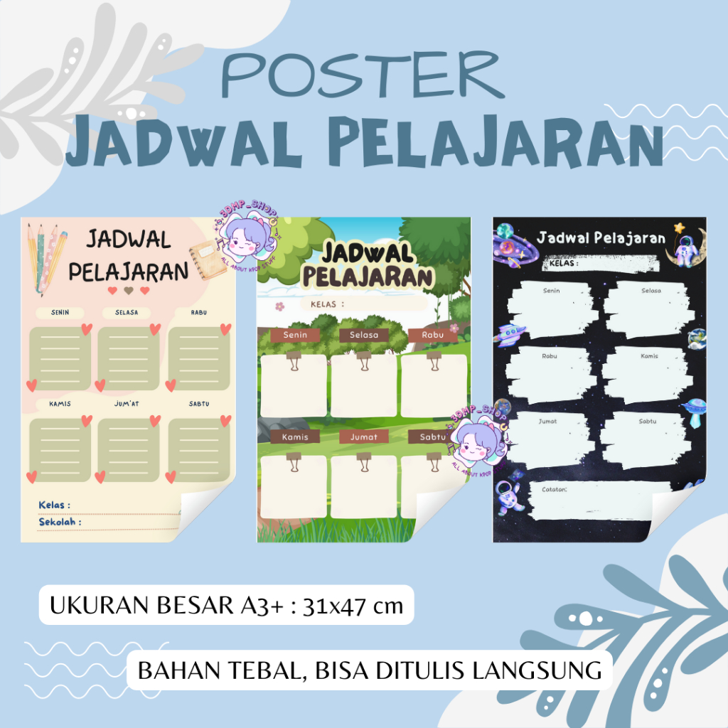 Jual A3+ 31x47cm Poster Jadwal Mata Pelajaran | Shopee Indonesia