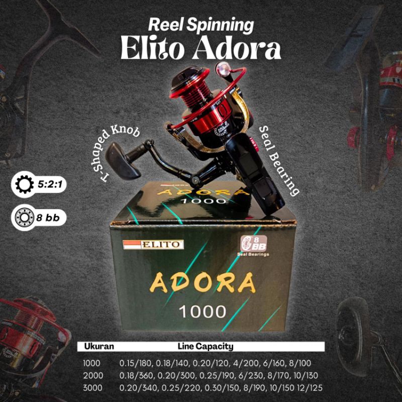 Jual Reel pancing Elito ADORA AKOYA 1000 2000 3000 GRAPHITE BODY SPOOL ...