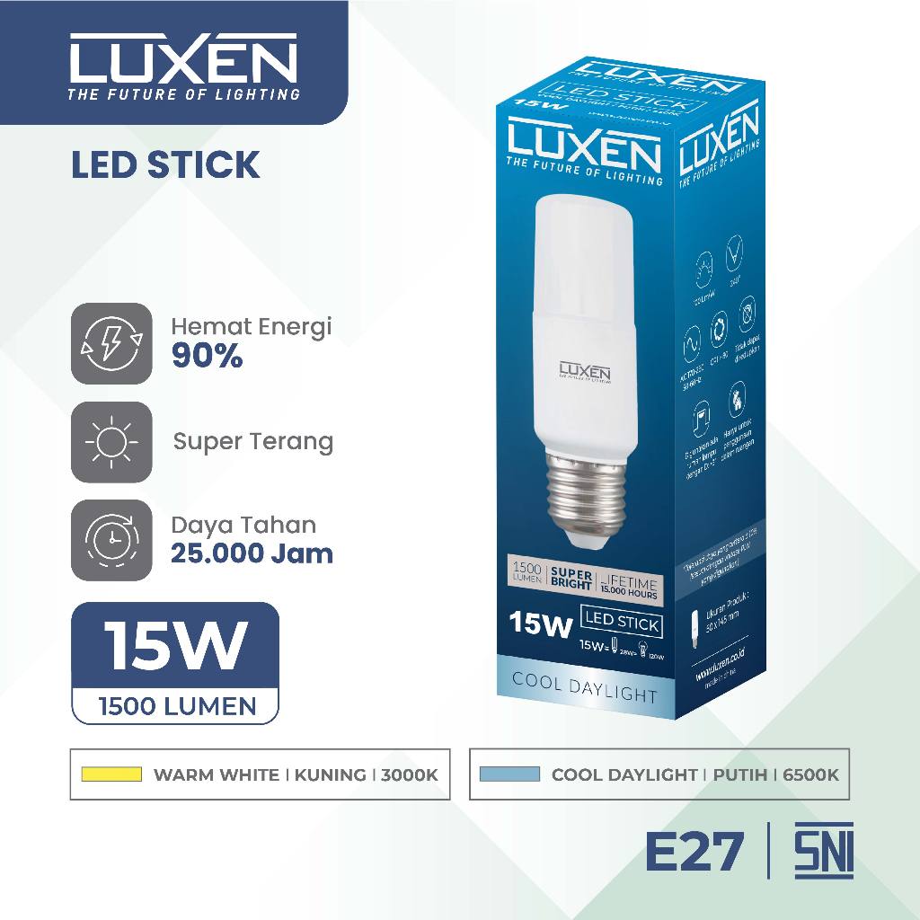 Jual Luxen Lampu LED Stick Cosmo 15 Watt Cahaya Putih dan Kuning | Shopee Indonesia