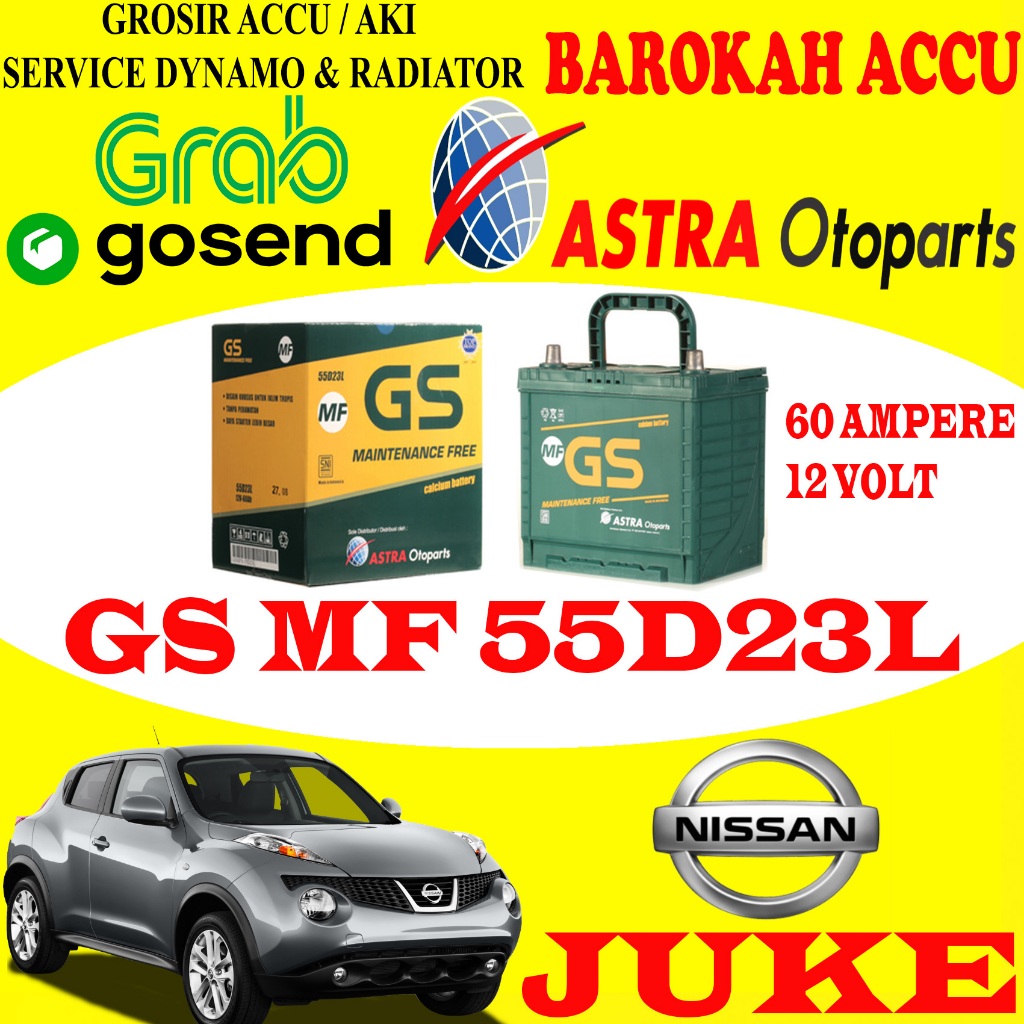 Jual AKI MOBIL NISSAN JUKE GS MF 55D23L , 60 AH ASTRA OTOPARTS | Shopee Indonesia