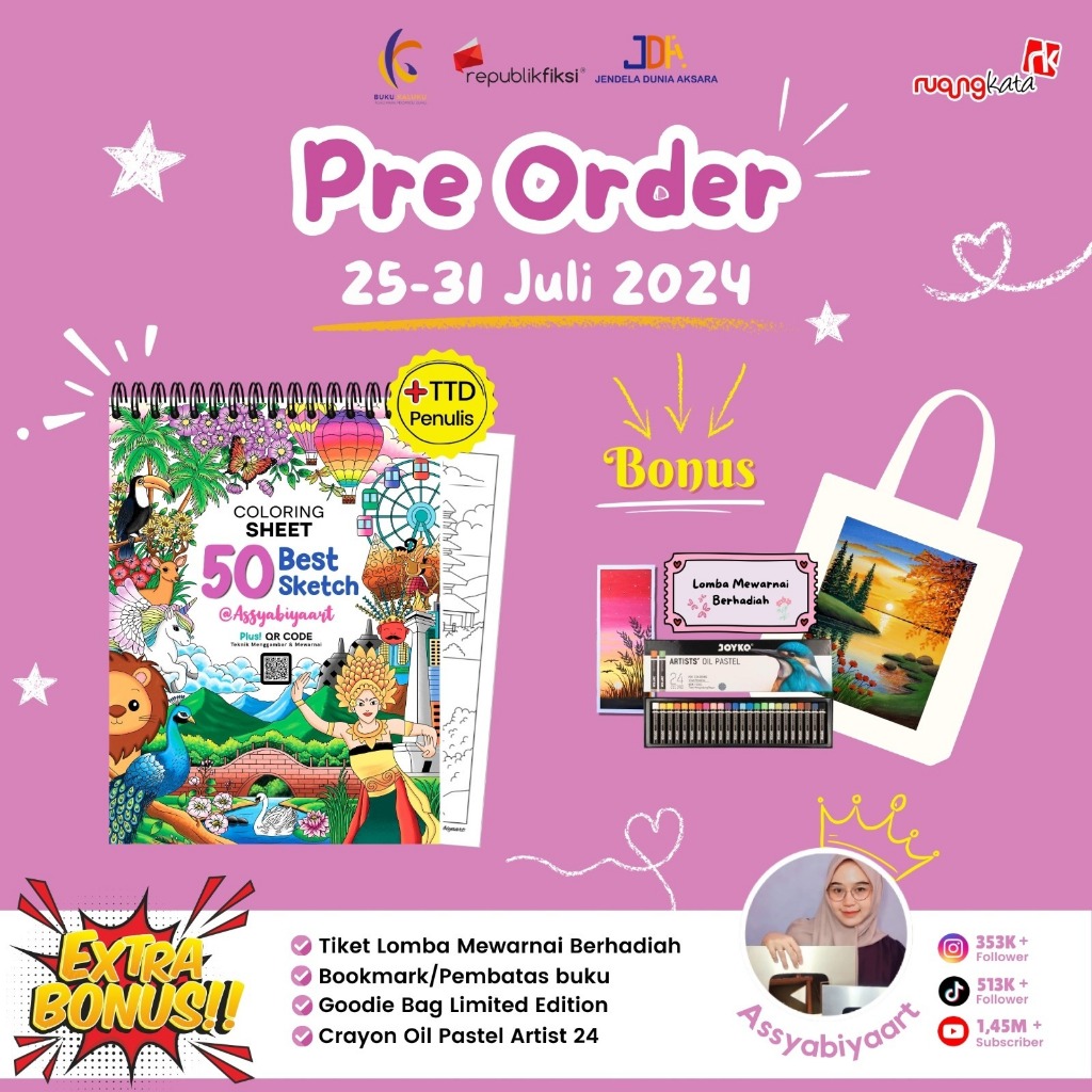 Jual Pre Order Buku - Coloring Sheet 50 Best Sketch - Assyabiaart ...