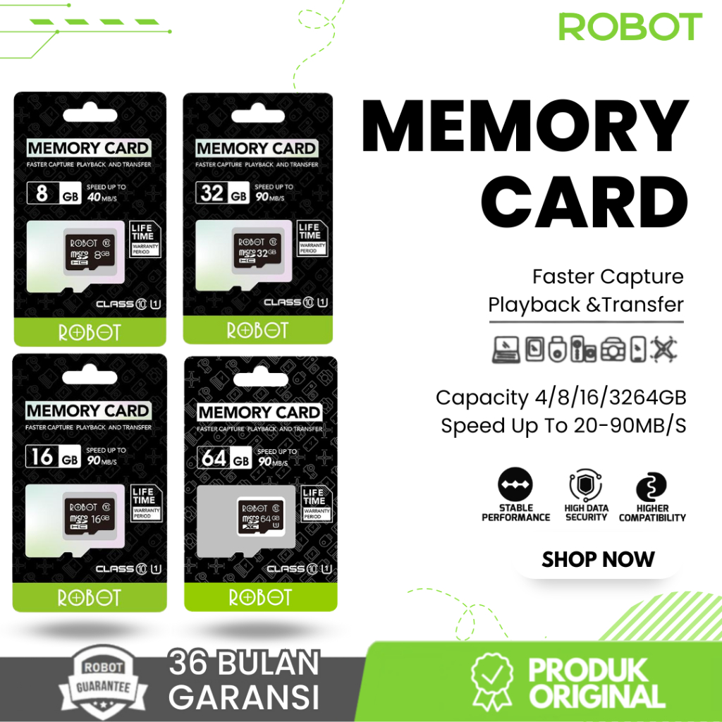 Jual ROBOT Micro SD 4GB 8GB 16GB 32GB 64GB Memory Card HP MMC TF Card ...