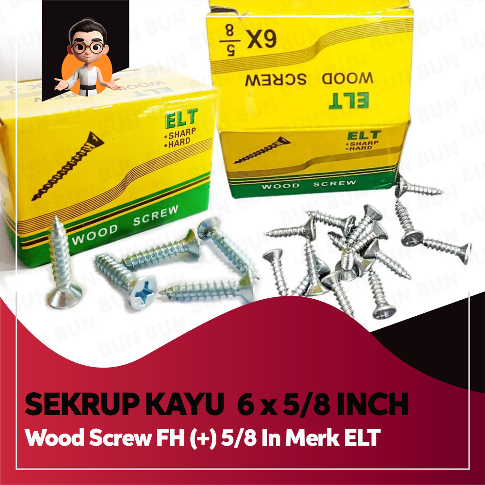 Jual Skrup Kayu 5/8"/ Wood Screw FH (+) 5/8 In/sekrup Kayu Elt Putih 6 X 5/8 Inch | Shopee Indonesia