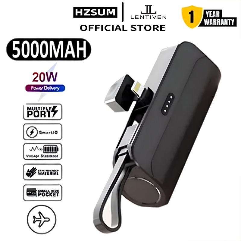 Jual HZSUM LENTIVEN Powerbank 5000 mah Mini SUPER Fast Charging With ...