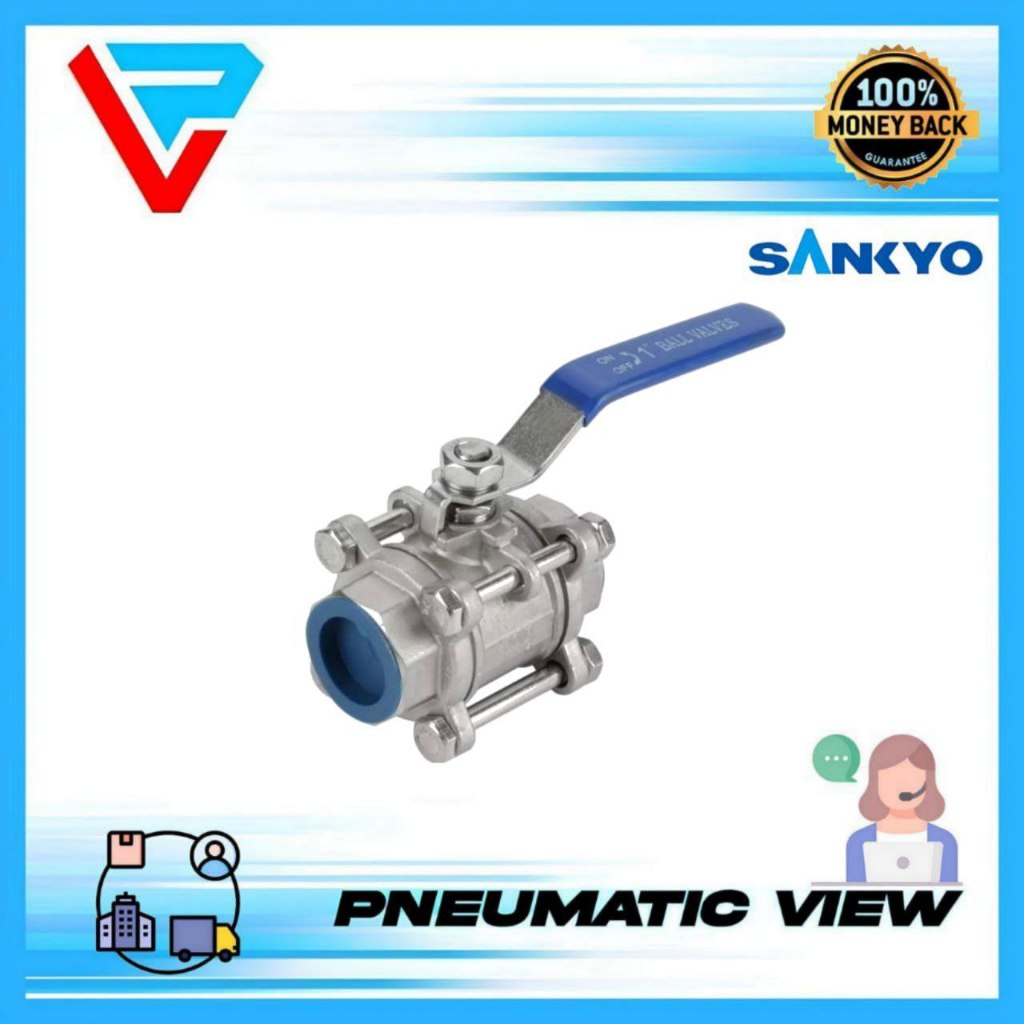 Jual Ball Valve Sankyo 2 " (Type 3Pc) / Stop Kran Ball Valve Sankyo 316 Stainless Steel Drat 2 ...
