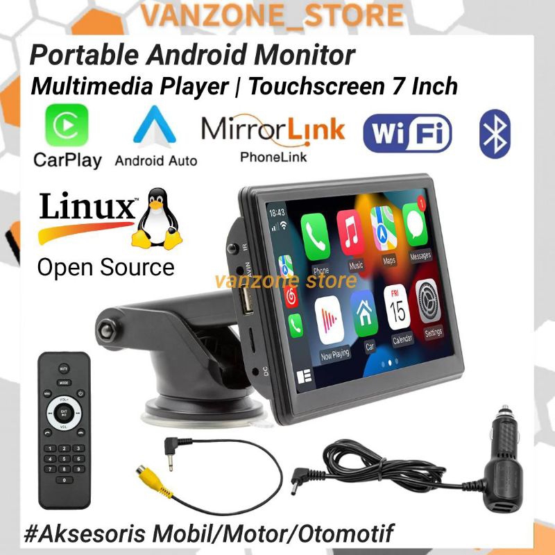 Jual Head Unit Portable 7 Inch Carplay Android Auto RAM 1 GB Multimedia ...