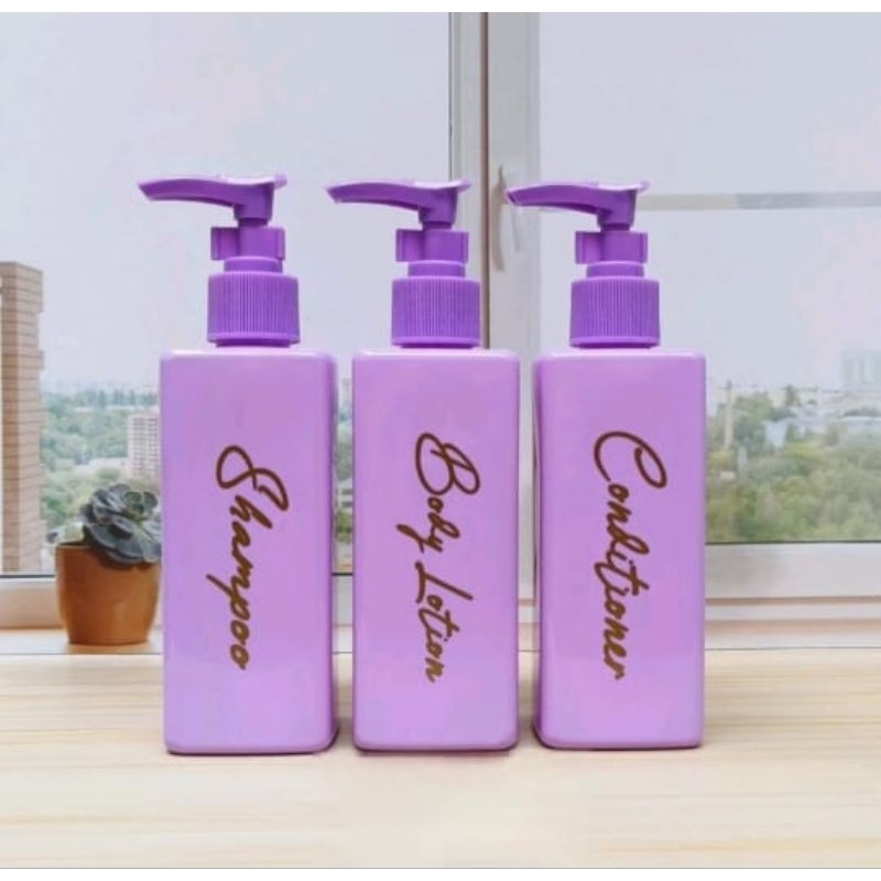 Jual BOTOL TEMPAT SABUN CAIR 250ML KOTAK UNGU PUMP CLIP BOTTLE ...