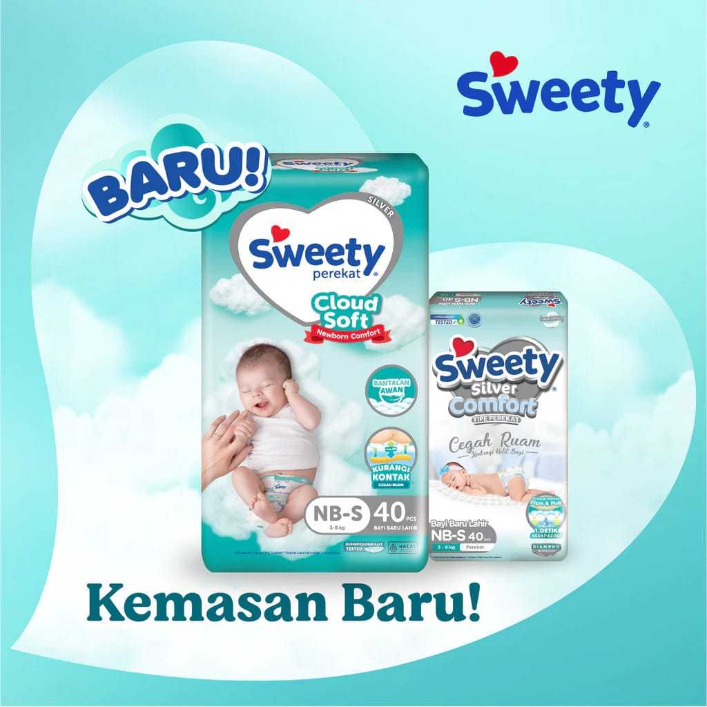Jual Sweety Silver Comfort Cloud Soft Newborn NB - 40s Popok Perekat ...