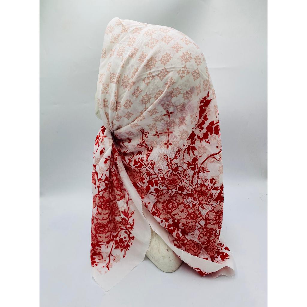 Jual (PART 2) HIJAB SEGIEMPAT MOTIF MERAH PUTIH / JILBAB SEGIEMPAT VOAL ...