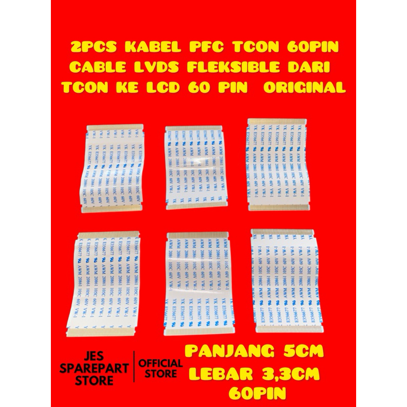 Jual 2PCS KABEL PFC TCON 60PIN CABLE LVDS FLEKSIBLE DARI TCON KE LCD 60 ...