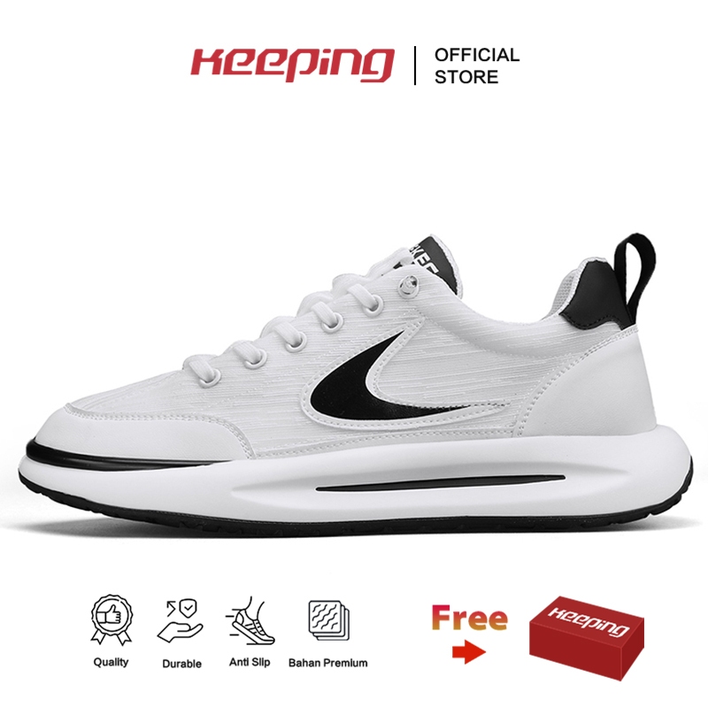 Jual Keeping Sepatu Pria Sneakers Putih Casual Sepatu Kets Olahraga ...