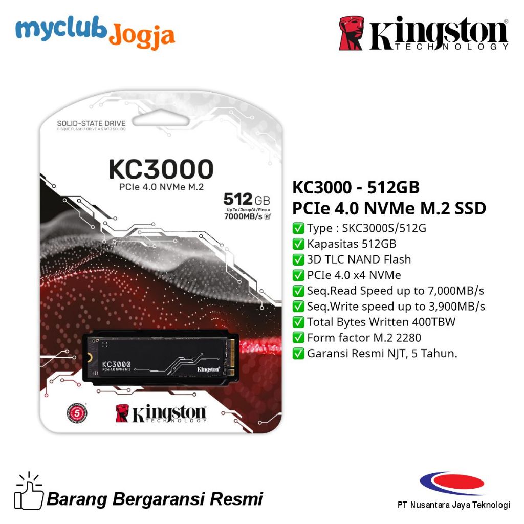 Jual SSD M2 NVMe Gen4 512GB KINGSTON KC3000 SKC3000S/512G PCIe Gen 4 x4 ...