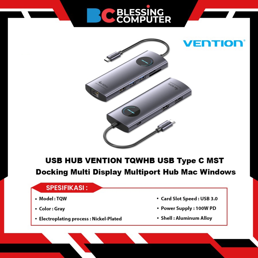 Jual USB HUB VENTION TQWHB USB Type C MST Docking Multi Display Multiport Hub Mac Windows ...