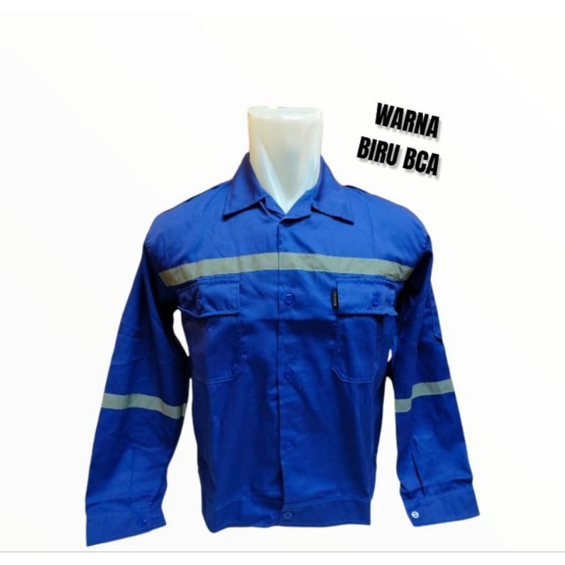 Jual Seragam kerja safety atasan lengan panjang warna biru BCA murah ...