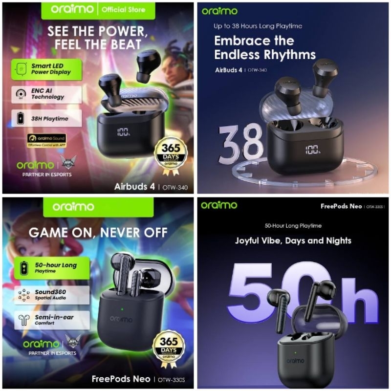 Jual Oraimo TWS Airbuds 4 OTW-340 OTW-330 MPL Mobile Legends Edition ...