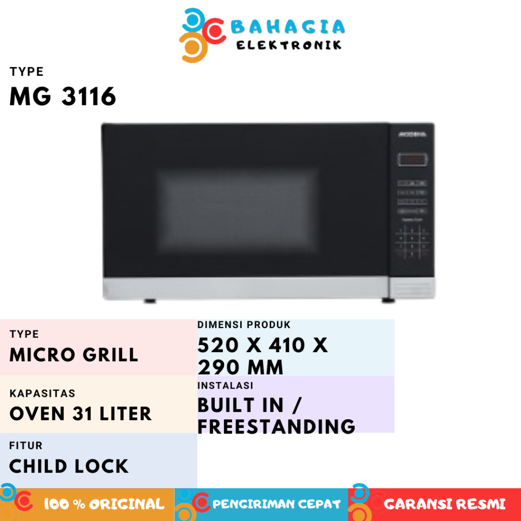 Jual MODENA MG 3116 built-in microwave oven dan grill 31 liter | Shopee ...