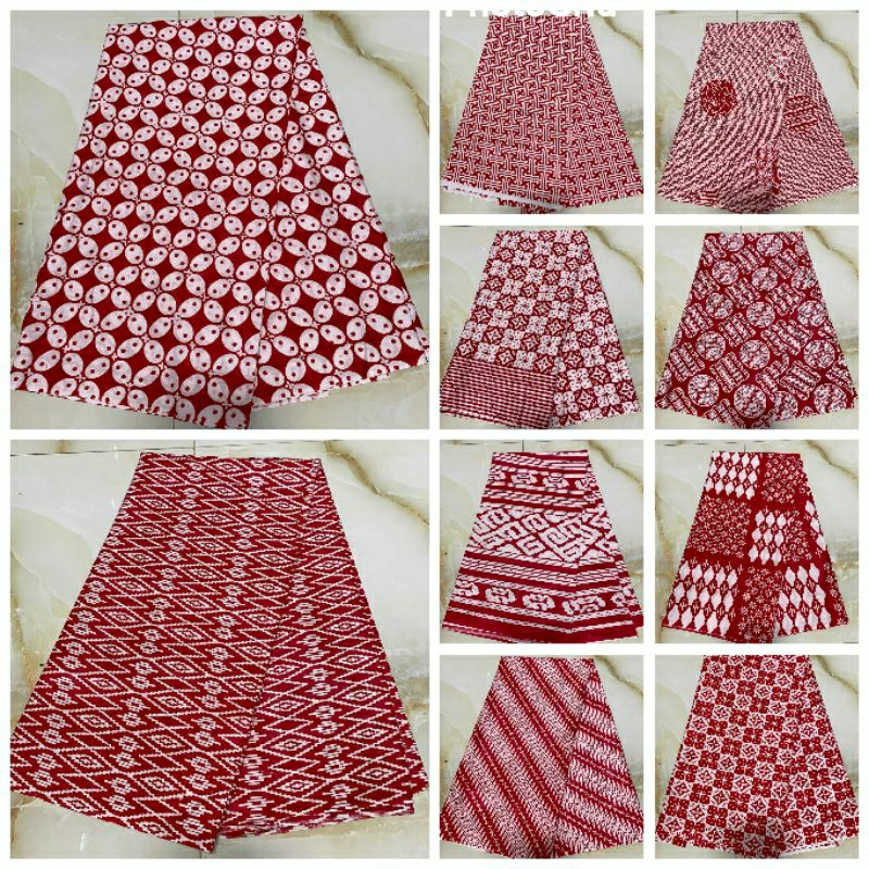 Jual Kain Batik Merah Putih Jarik Kebaya Kode 294 Couple Katun Printing ...