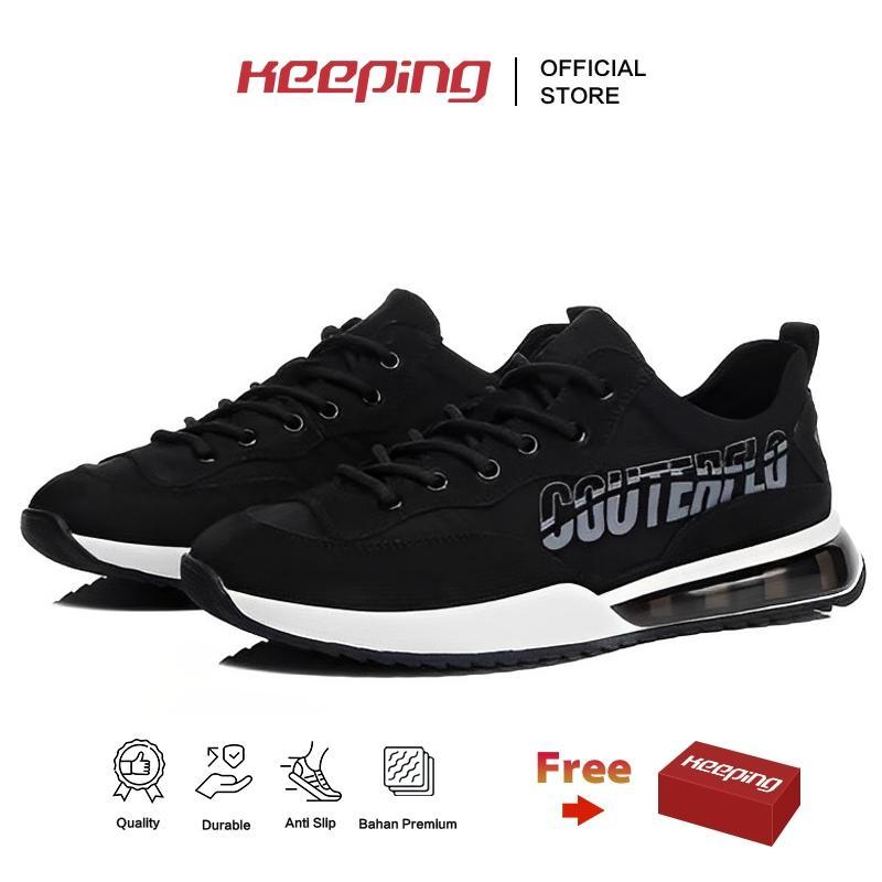 Jual Keeping Sepatu Sneakers Pria Original Sepatu Olahraga Cowok Black ...