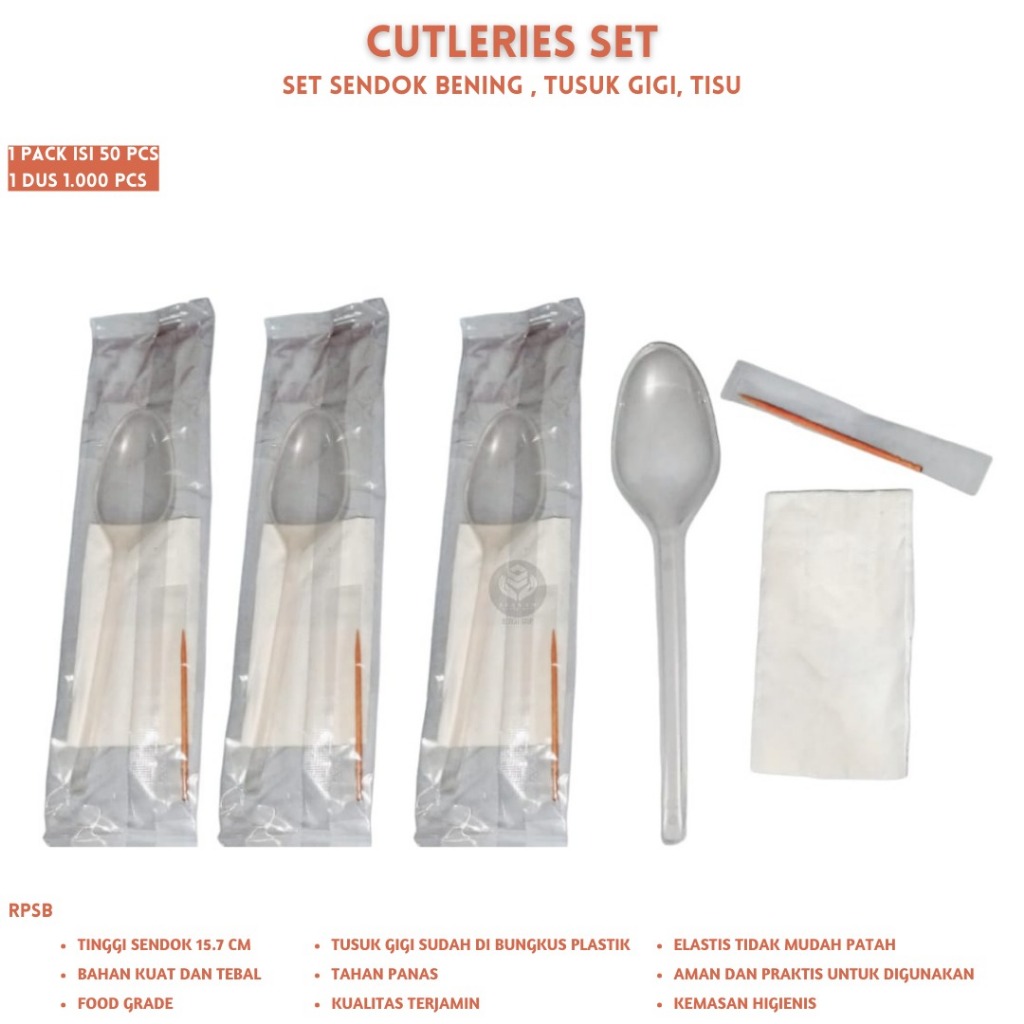 Jual Cutleries Set Sendok Set Tisu Tusuk Gigi (Isi 50 Set-RPSB ...