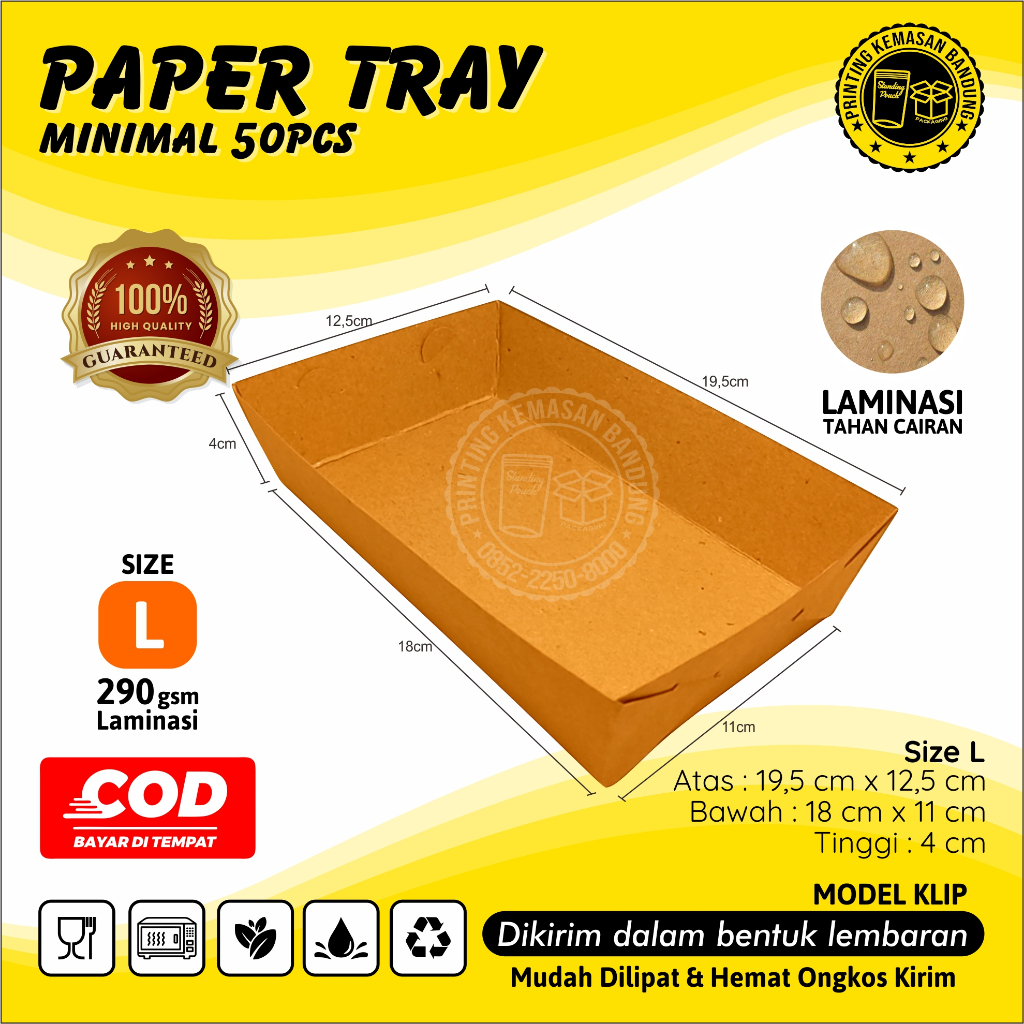 Jual Paper Tray Dine In Kraft 290gsm Piring Nampan Kertas Alas Tempat ...