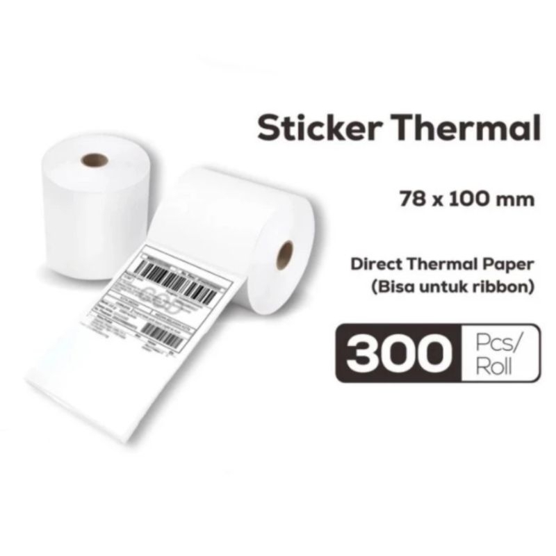 Jual kertas stiker label thernal resi bercode 78 x 100 mm isi 300 pax ...