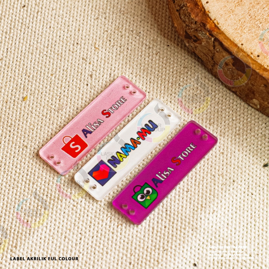 Jual Label Akrilik Custom Premium Full Warna Label Hijab Akrilik Label ...