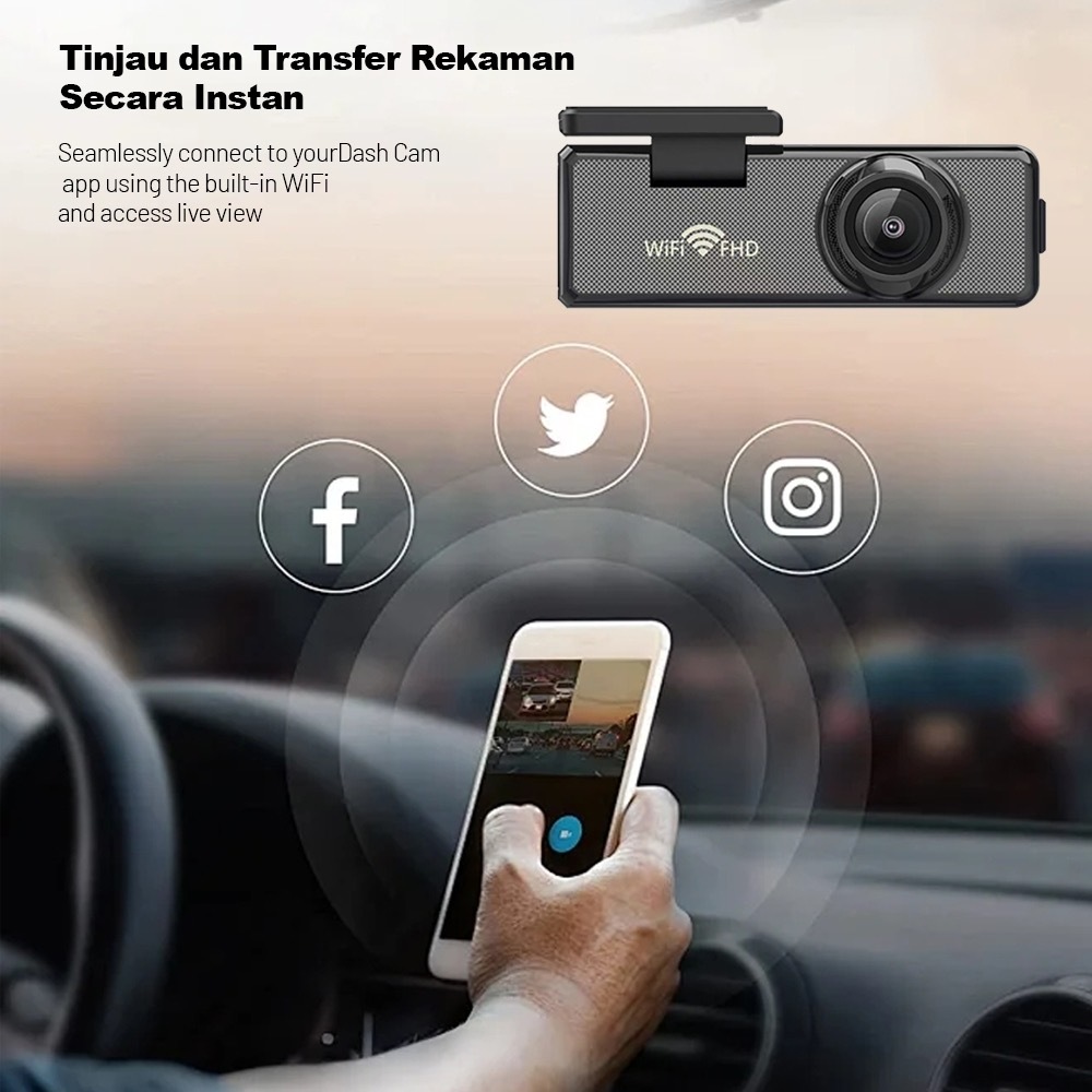 Jual Dash Cam X19 Night Vision, WiFi+USB, 1080P HD Kamera Mobil ...