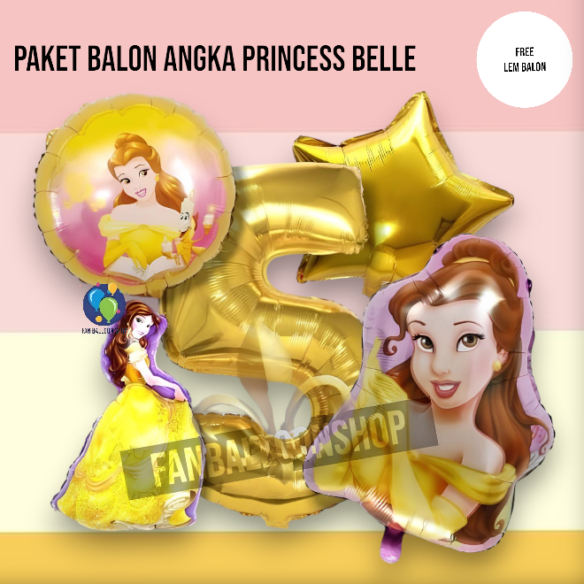 Jual Paket Balon Princess Belle Angka / Set Dekorasi Ulang Tahun Anak ...